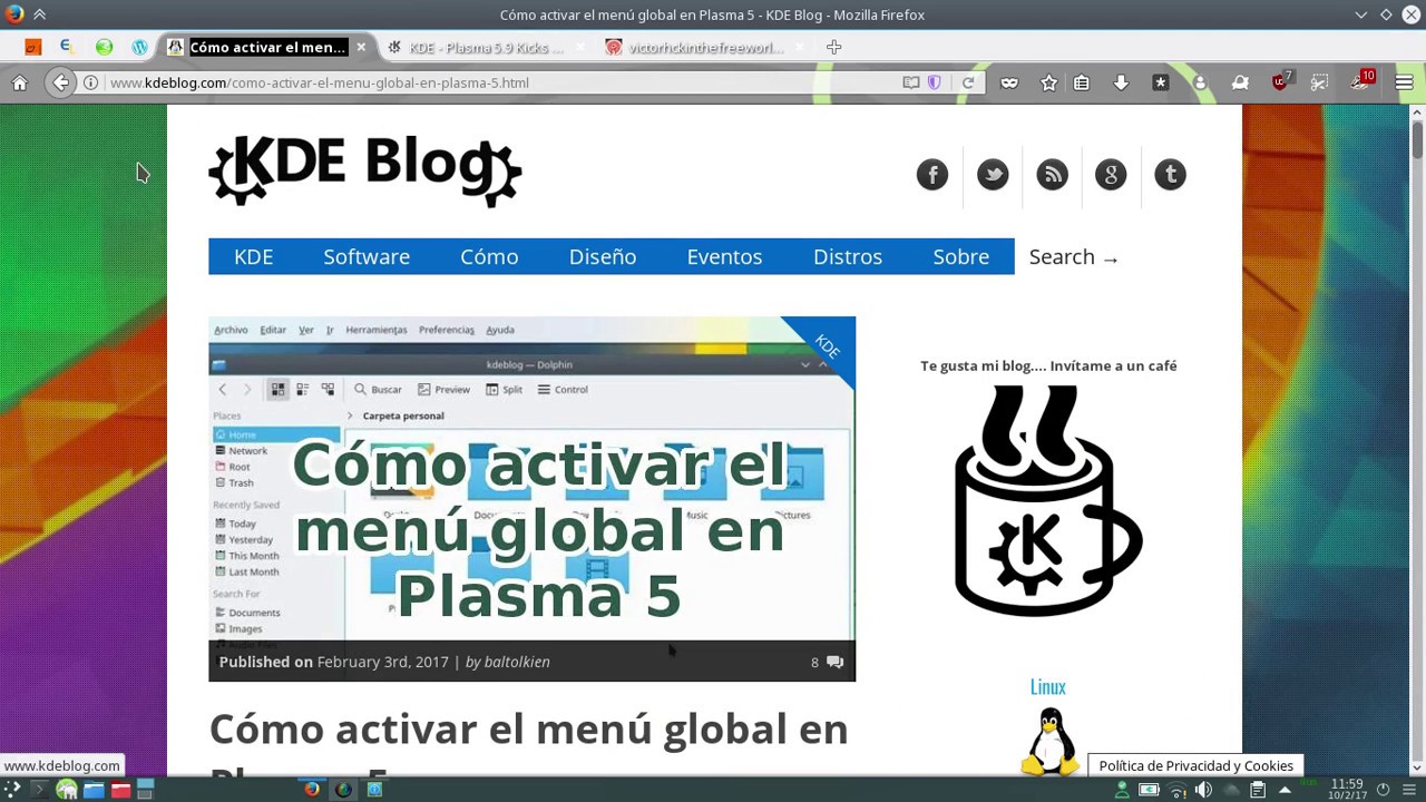 Menús globales en Plasma 5.9 - YouTube