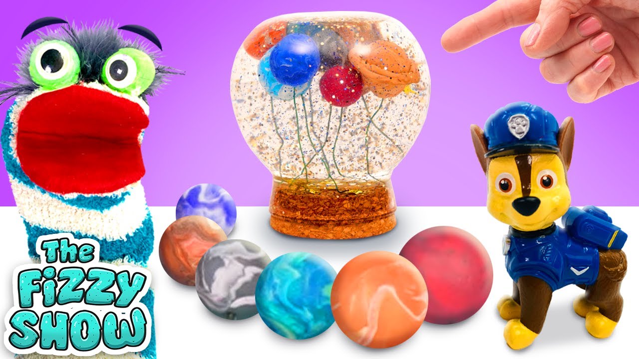 Fizzy & The Paw Patrol Pups Make A DIY Play Doh Solar System In A Jar ...