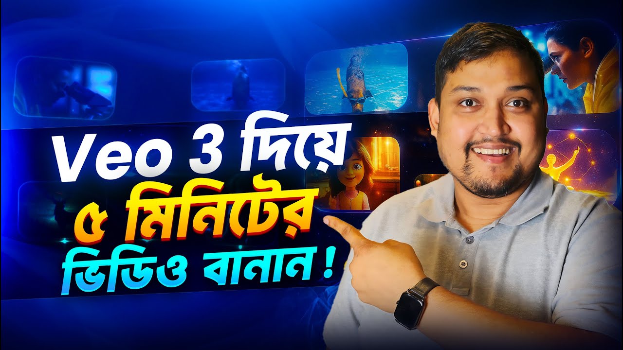 VEO3 দিয়ে কিভাবে ৫ মিনিটের বাংলা ভিডিও করবেন? VEO3 বাংলা টিউটোরিয়াল ...