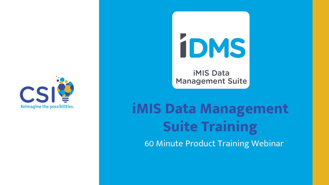 iMIS Data Management Suite | iDMS Training - YouTube