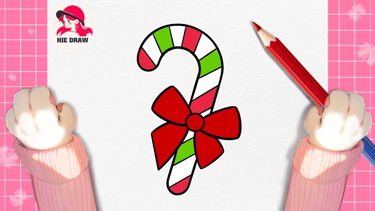 How to Draw a Candy Cane Easy | Vẽ Kẹo Noel - YouTube