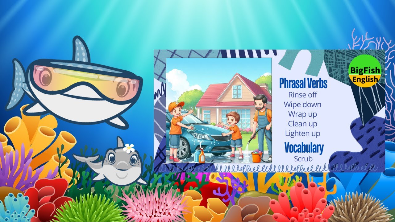 Learn Phrasal Verbs: Rinse off , Wipe down , Wrap up , Clean up ...