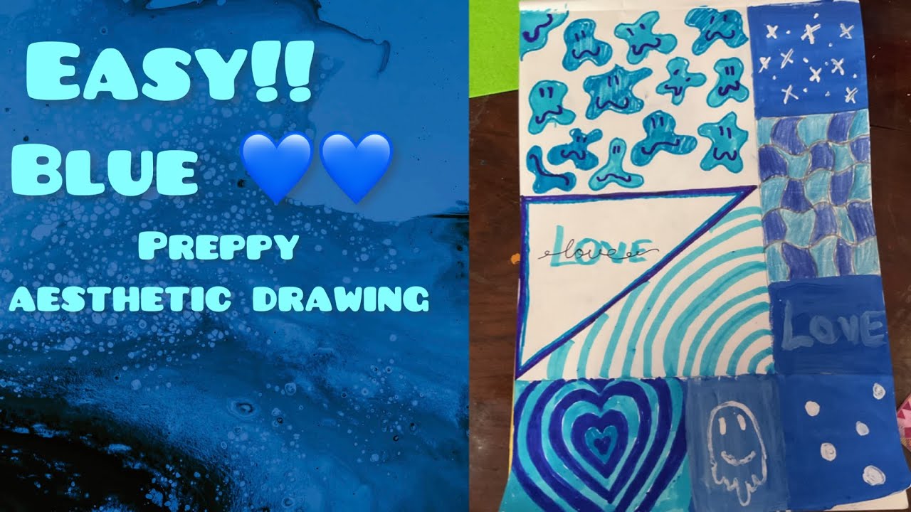 Blue💙💙preppy aesthetic drawing #aesthetic #drawing - YouTube