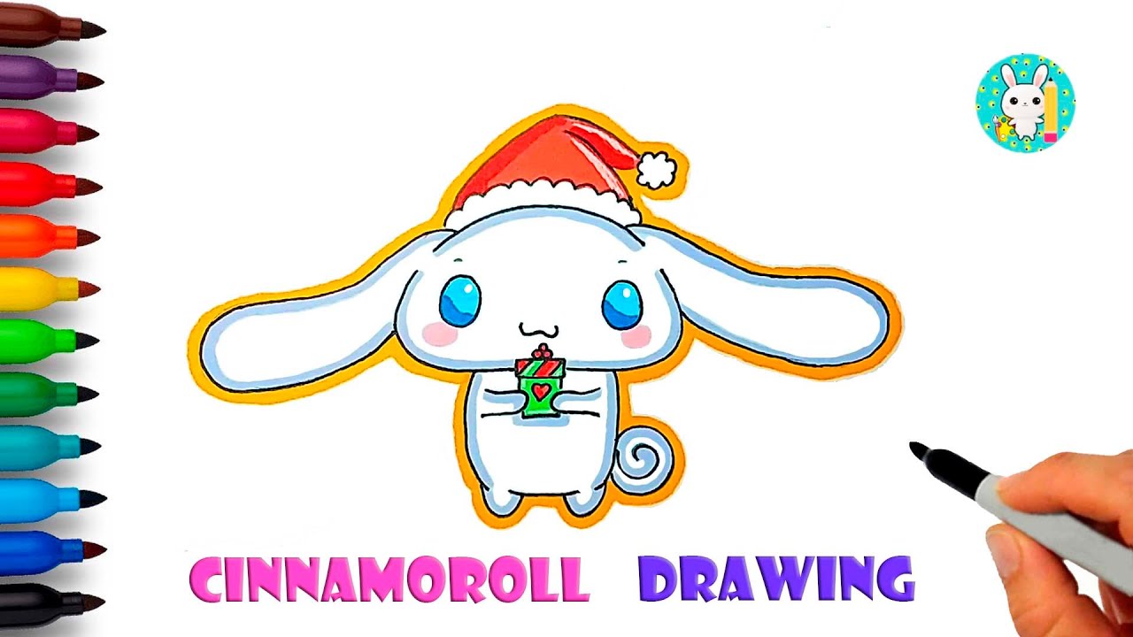 How to draw Christmas Cinnamoroll 💗💙 Cute Cinnamoroll drawing easy step ...