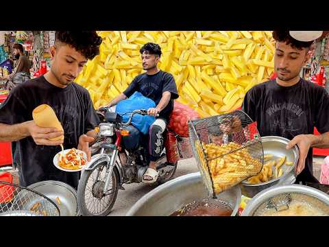 HANDSOME FRIES SELLER 🍟 Pakistani Hardworking Vendor Selling Perfect Crispy French Fries