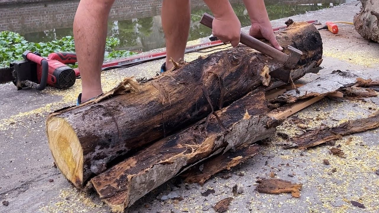 Restores Life To Old Rotten Wood // Build A Simple Top Outdoor Table ...