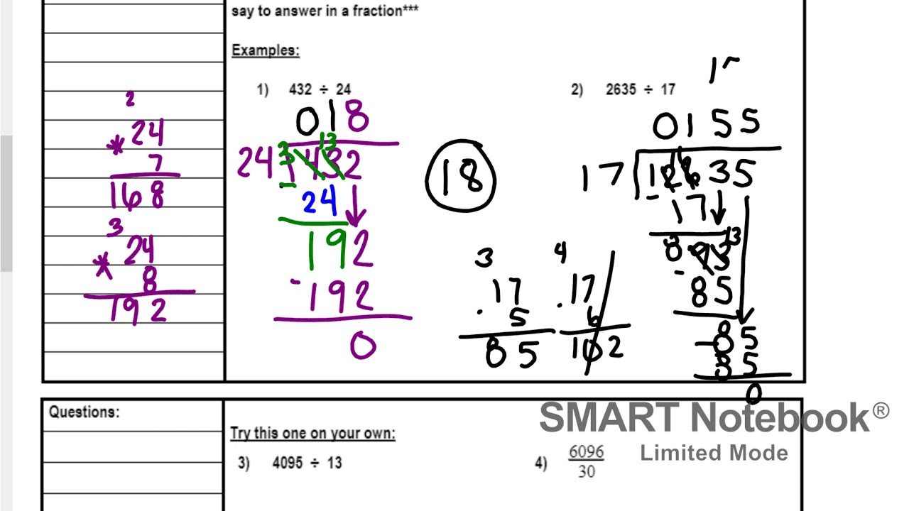 Lesson 1.1 Divide Multi Digit Numbers - YouTube