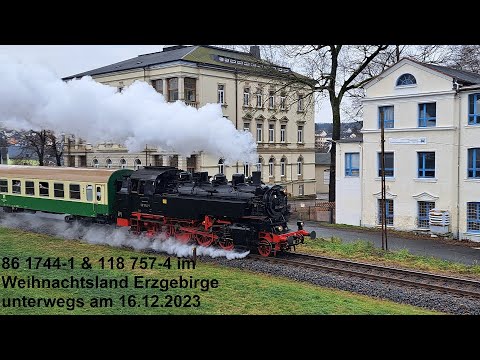86 1744-1 & 118 757-4 im Weihnachtsland Erzgebirge unterwegs am 16.12.2023