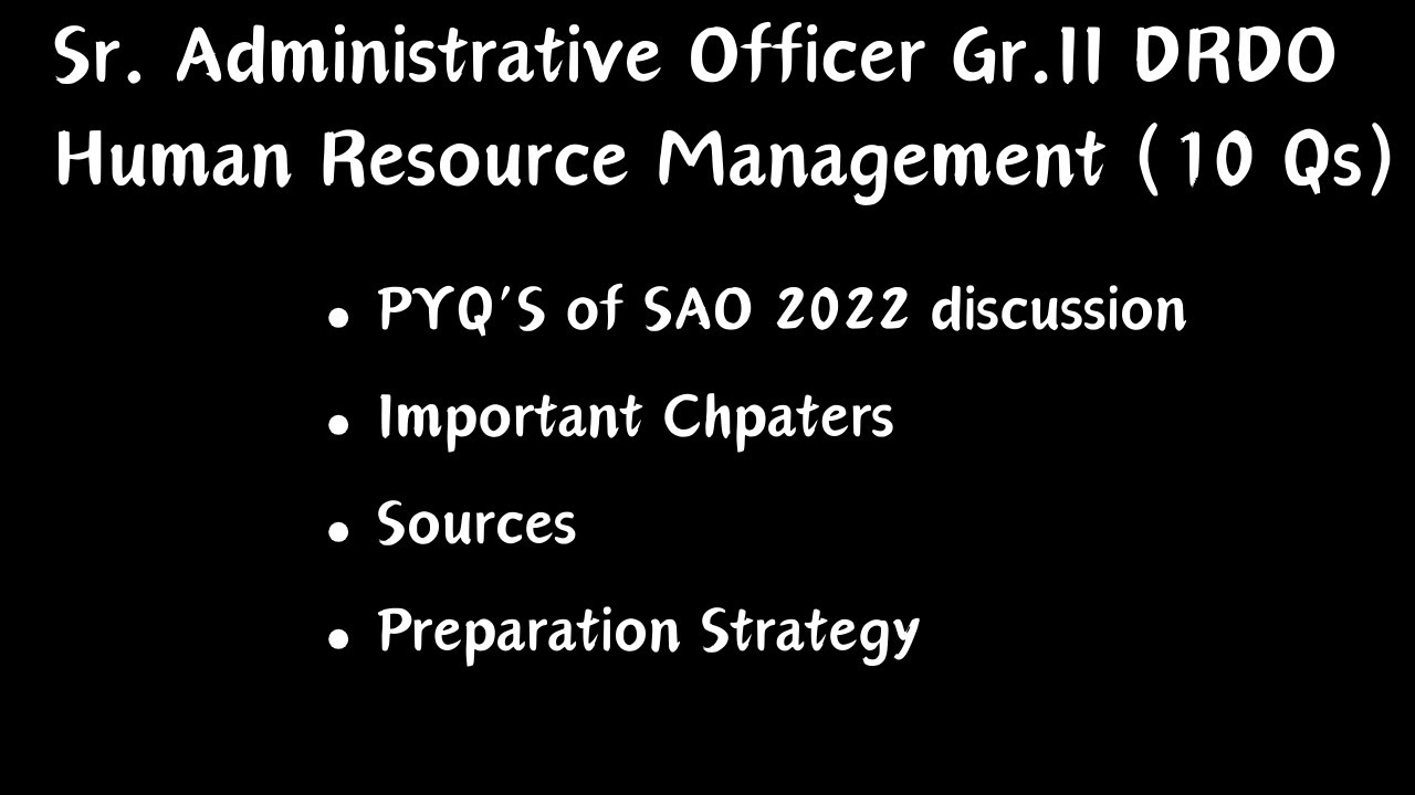 human resource management for senior administrative officer drdo| sao ...