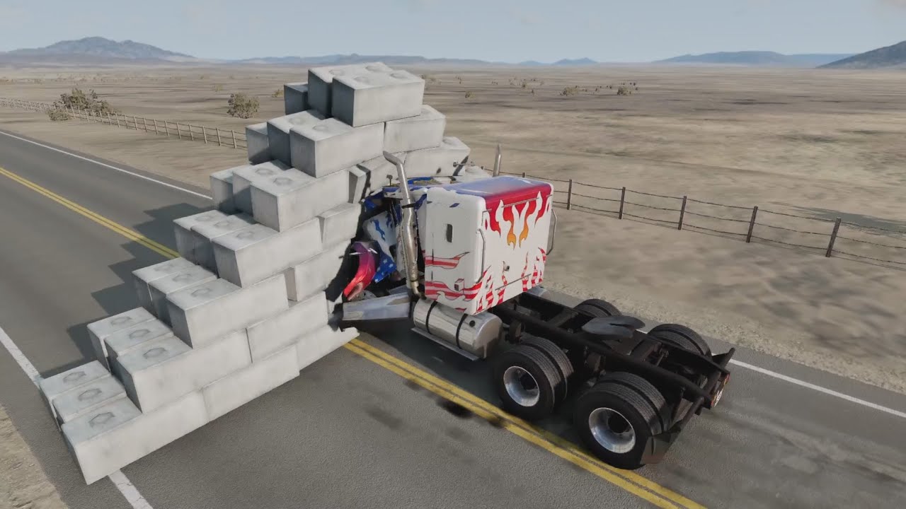 Crashing Through Limits BeamNG Drive vs. Destructible Concrete Walls ...
