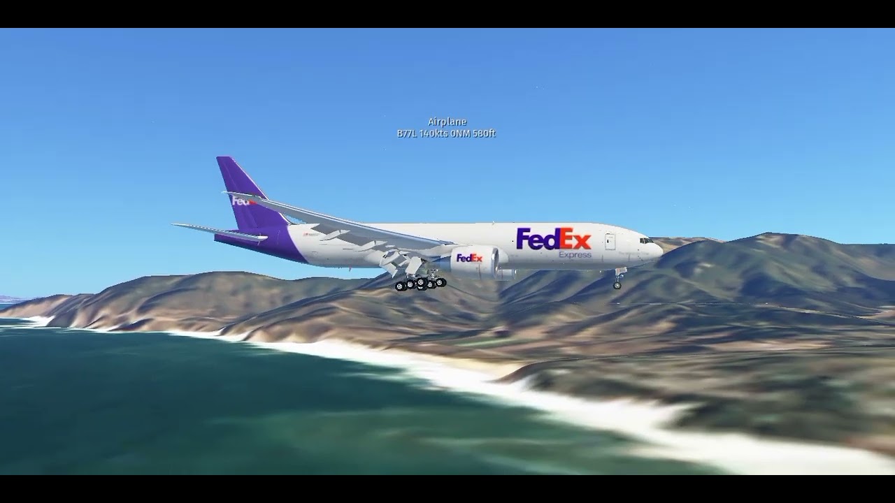 INFINITE FLIGHT: FedEx 777 emergency landing at Half Moon Bay, CA - YouTube