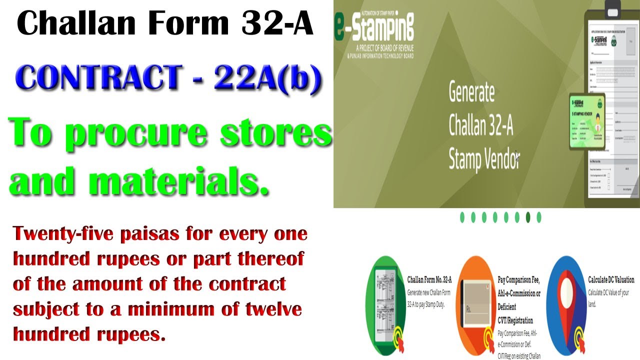 How to Generate 32-A Challan Form for Contract 22A(b) I Online Challan ...