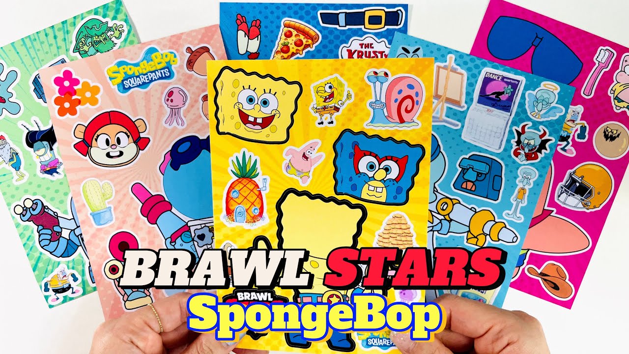 SpongeBob x Brawl Stars Collaboration Paper DIY Sticker Book Decoration ...