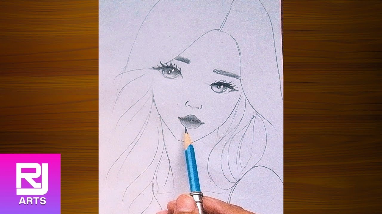 How to draw beautiful animated girl | pencil sketch of a girl | so easy ...