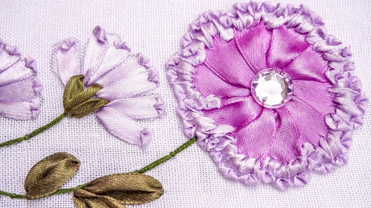 Embroidery | Ribbon Flower Design | Hand Stitching Tutorials ...