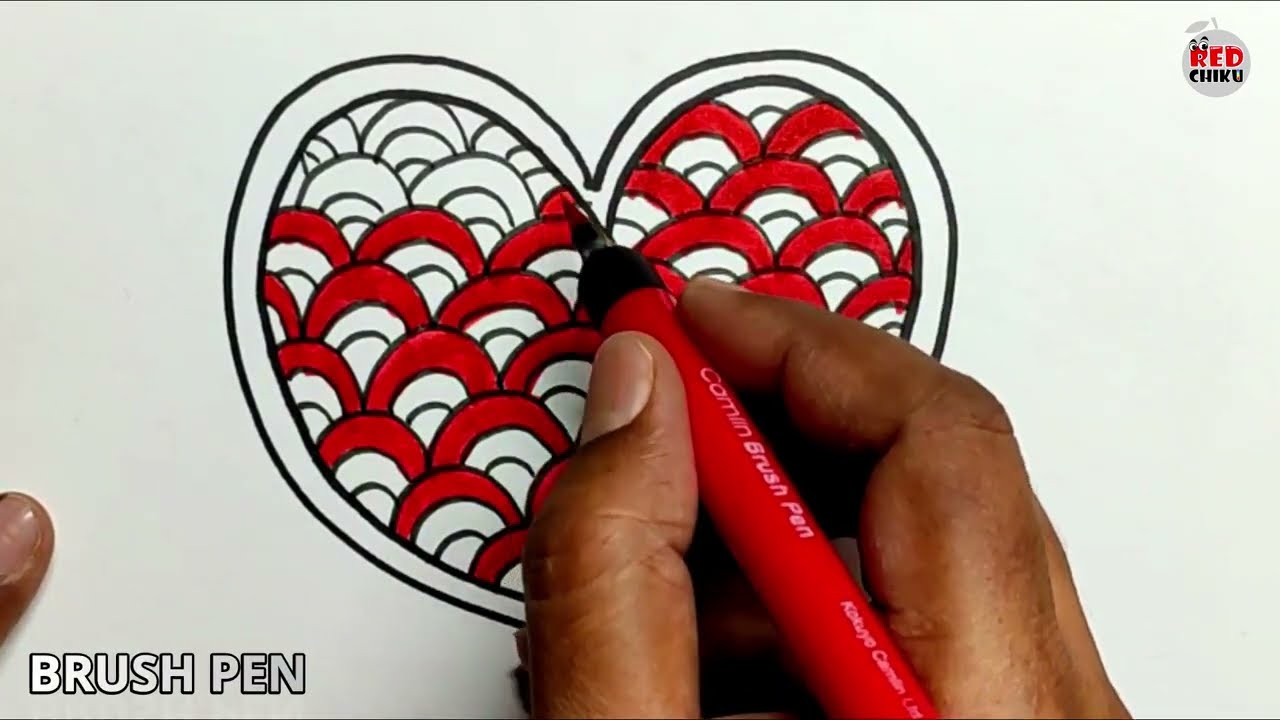 Beautiful Heart Drawing Step By Step || Drawing Heart Easy - YouTube