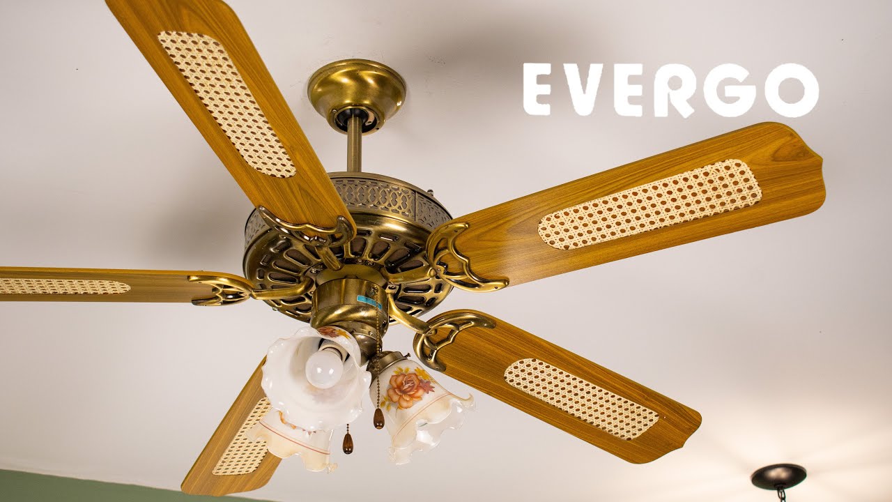 52" Antique Brass Evergo 5E-5LW P3S Ceiling Fan - YouTube