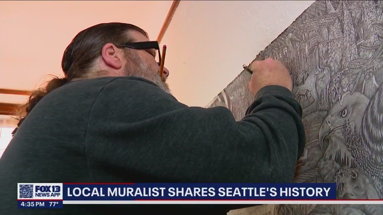 Artist creates mural depicting Seattle's history | FOX 13 Seattle - YouTube