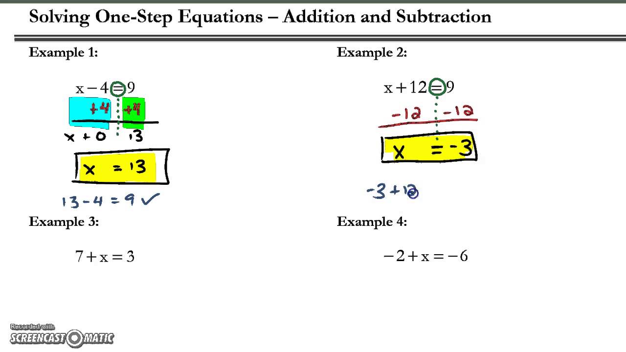 solve-one-step-equations-with-addition-and-subtraction-youtube