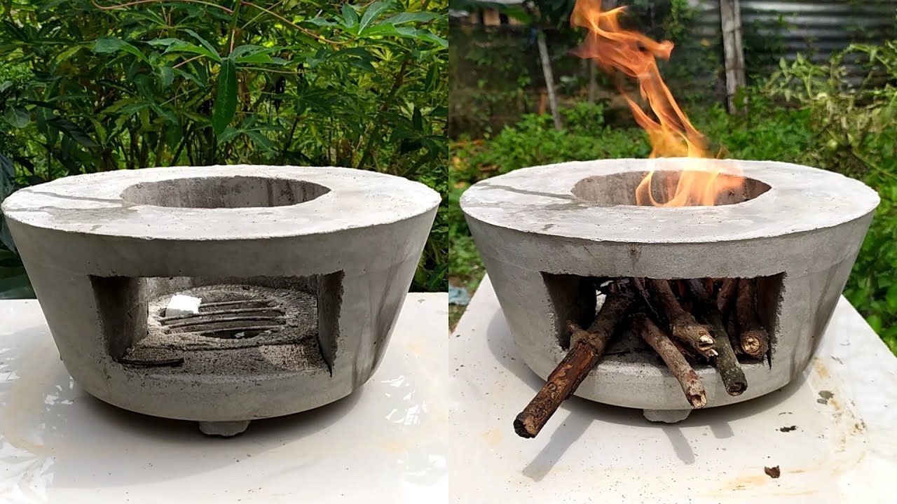 membuat tungku kayu bakar tampa asap dari ember bekas - YouTube