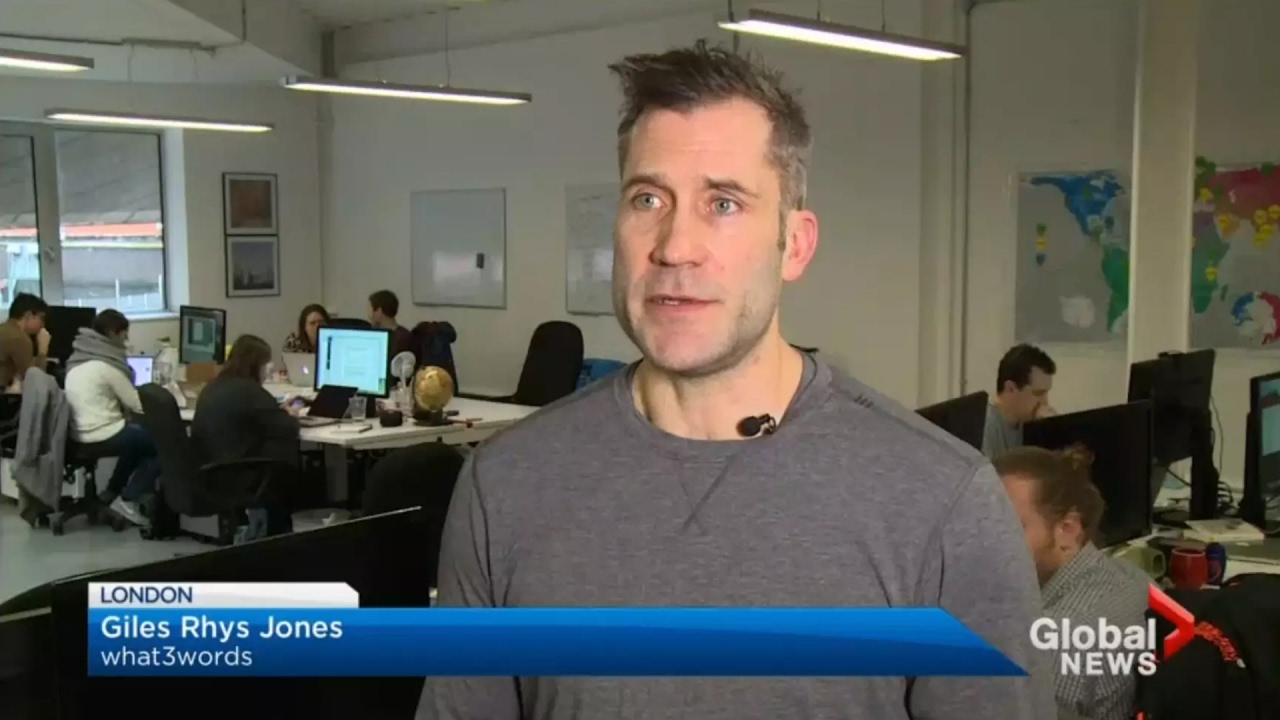 Global News | Giles Rhys Jones | what3words - YouTube