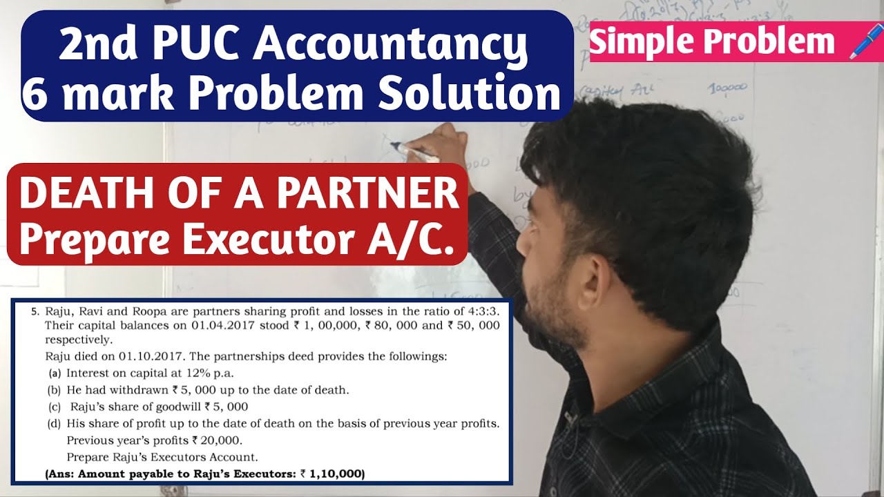 2nd PUC Accountancy Problem on Prepare Executor Account | Death Of a ...