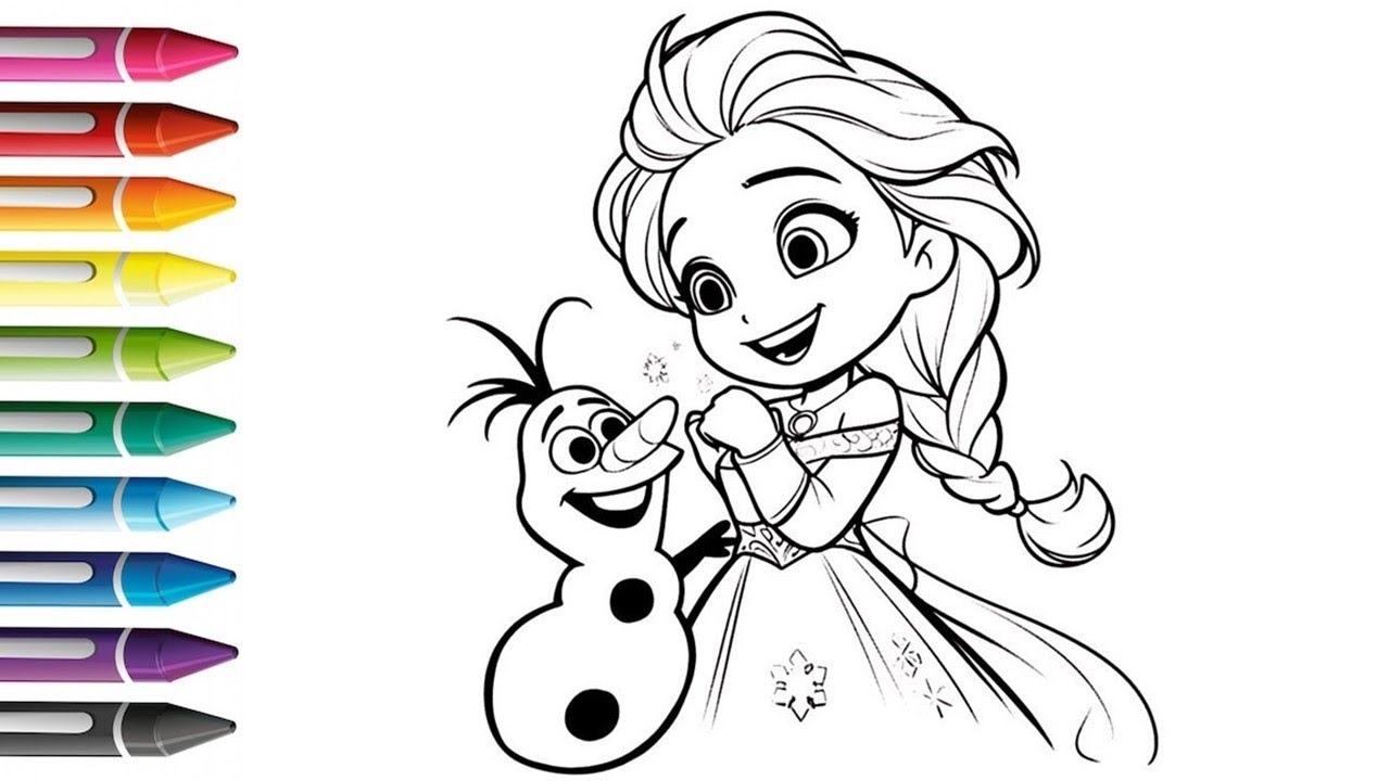 Beautiful Elsa with Snowman Drawing, Painting & Coloring for Kids | Let ...