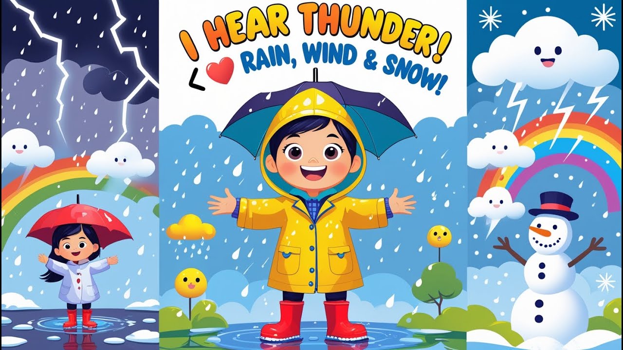 I Hear Thunder! 🌩️ Rain, Wind & Snow! ☀️ ️ for Children [EP3] Kids ...
