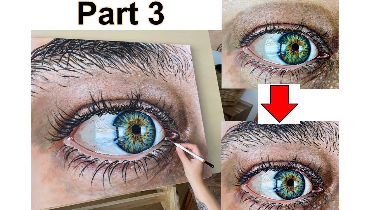 Part 3 - Acrylic painting eye - how to paint a realistic eye - YouTube