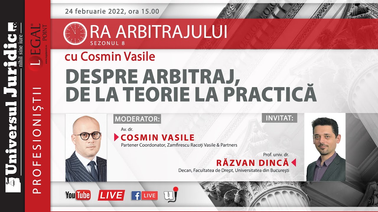 Emisiunea „Ora arbitrajului”, sezonul 8 cu av. dr. Cosmin Vasile. Seria ...