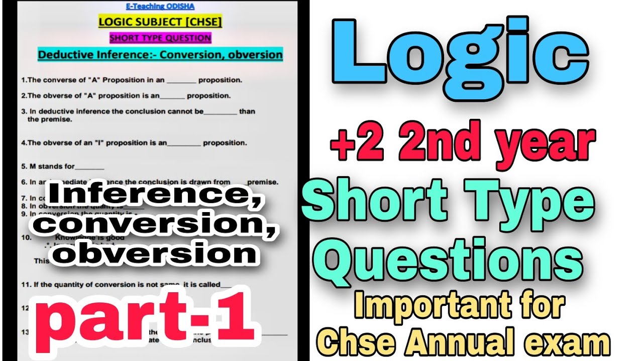 Plus two Logic Very Short Type questions,Inference, Conversation ...