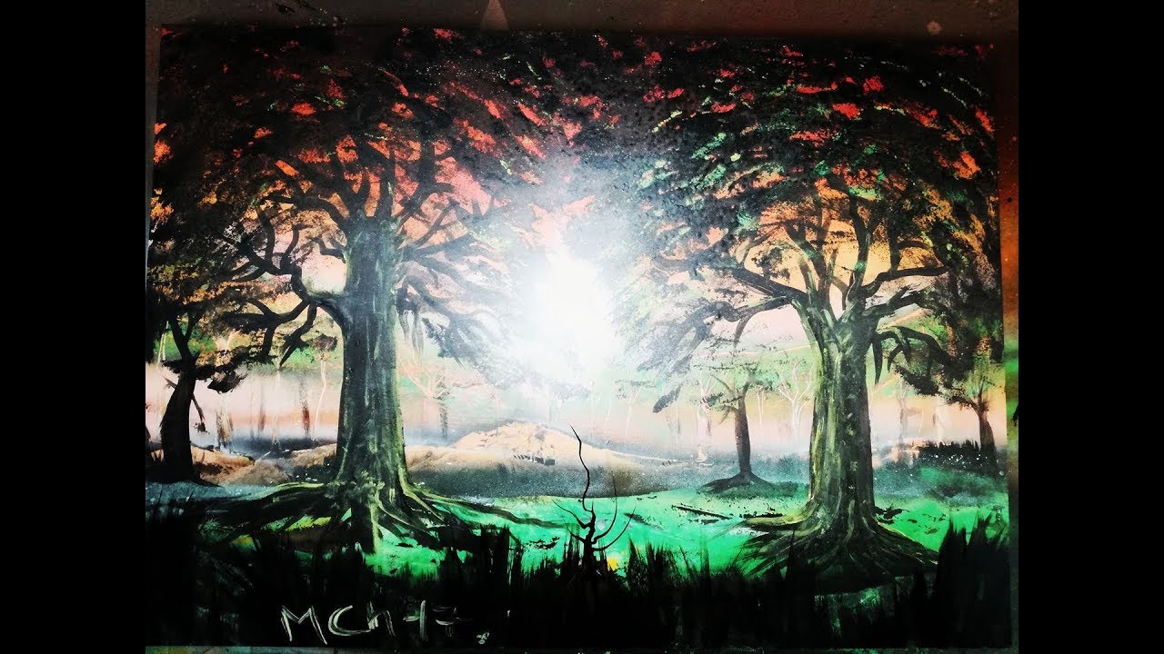 Autumn forest in SPRAY PAINT ART by mARTy - YouTube