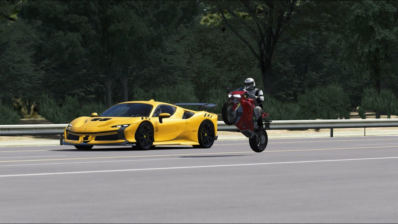 Ducati 1299 Panigale S vs Ferrari SF90 XX Stradale at Yatabe Test Track ...