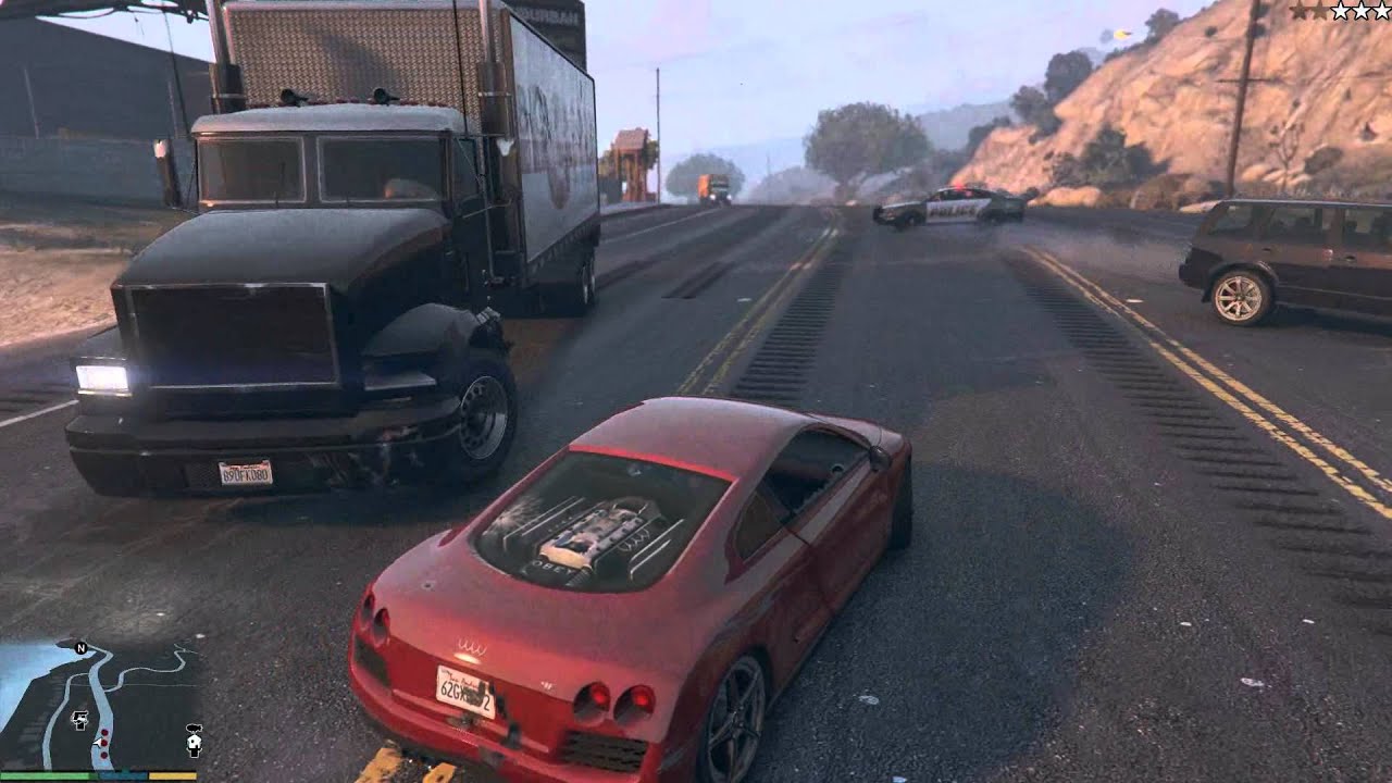 Grand Theft Auto V PC - Car RPG Explosion Police Chase! - YouTube