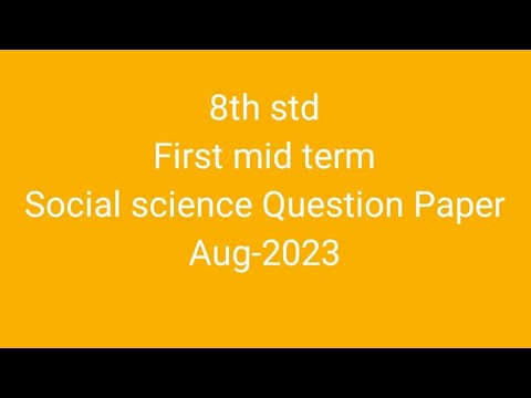 8th std First mid term Social Science Question Paper Aug-2023 - YouTube