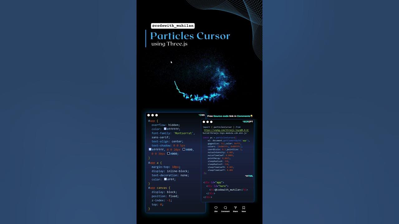 Particles Cursor Using Threejs Css Coding Cursor Threejs Website Youtube