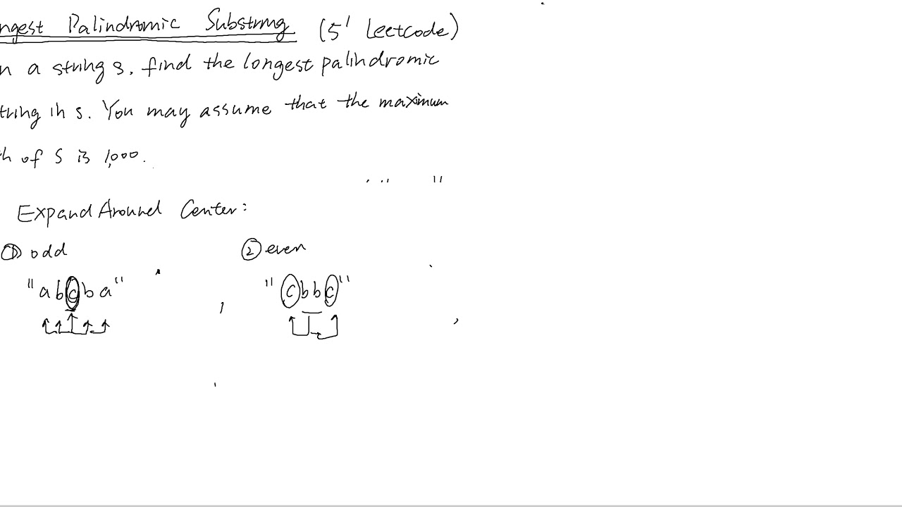 Longest Palindromic Substring Leetcode 5 YouTube Longest Palindromic Substring Leetcode 5 YouTube