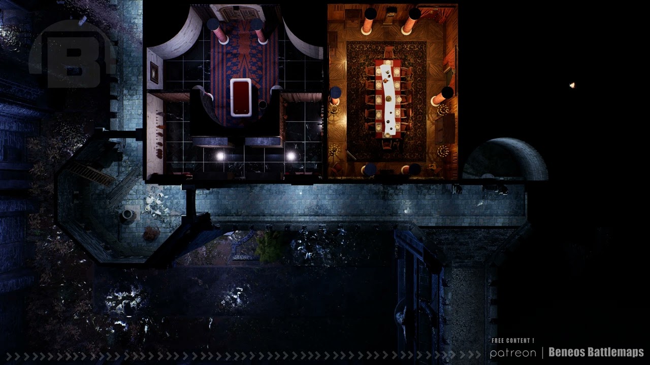 Castle Ravenloft 3F Bathroom + Dining Hall | Battlemap Demo | Curse of ...