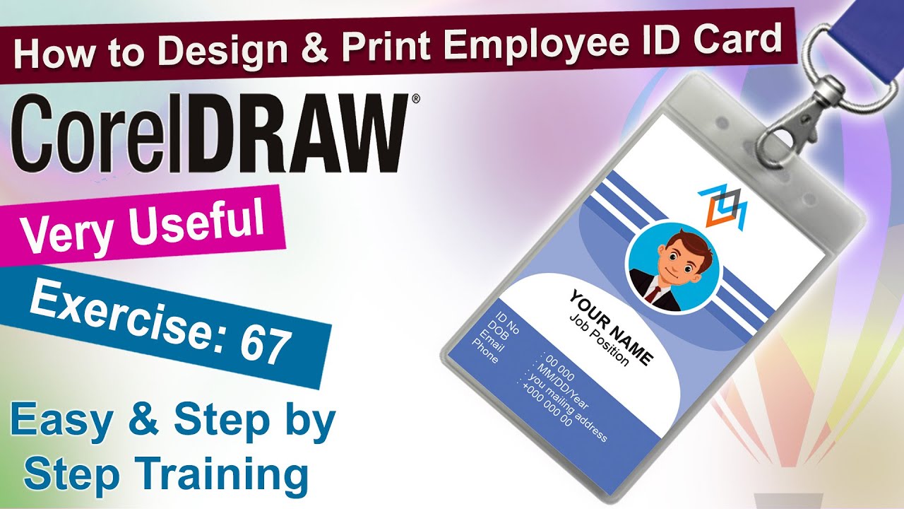 How to design & Print Employee ID Card in CorelDraw Exercise No. 67 ...