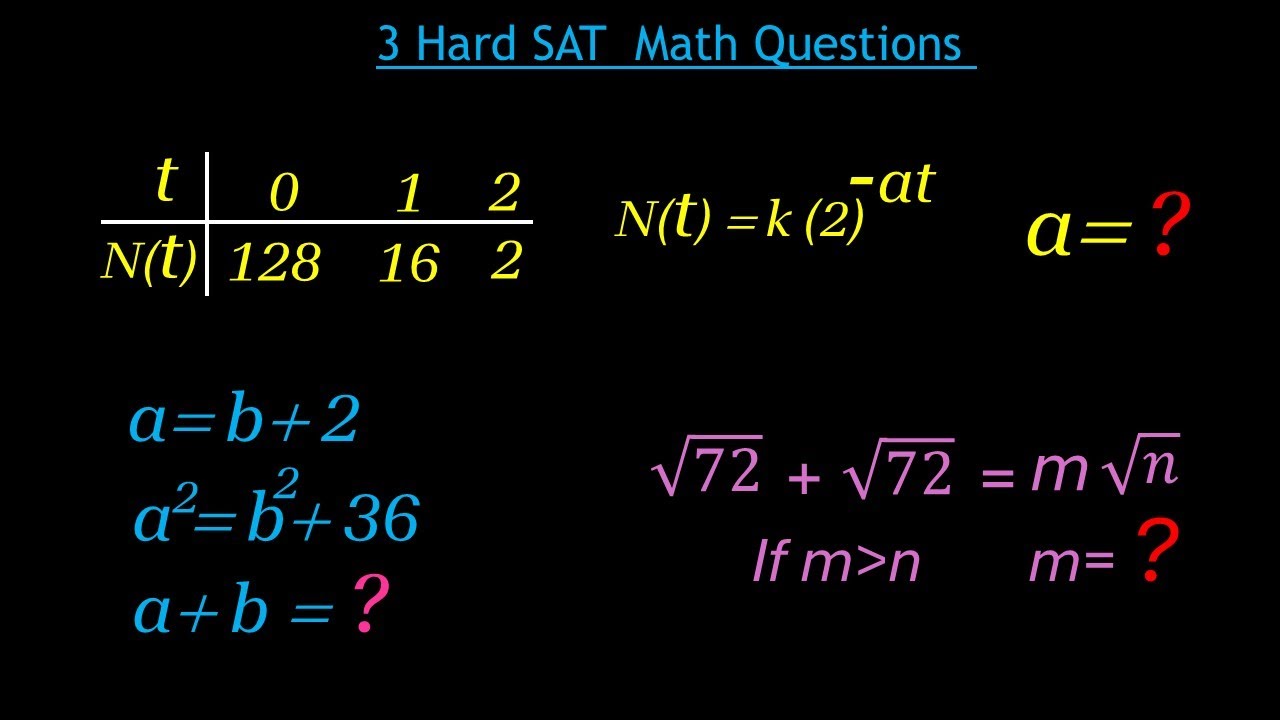 3 Hard SAT MATH Questios 01E - YouTube