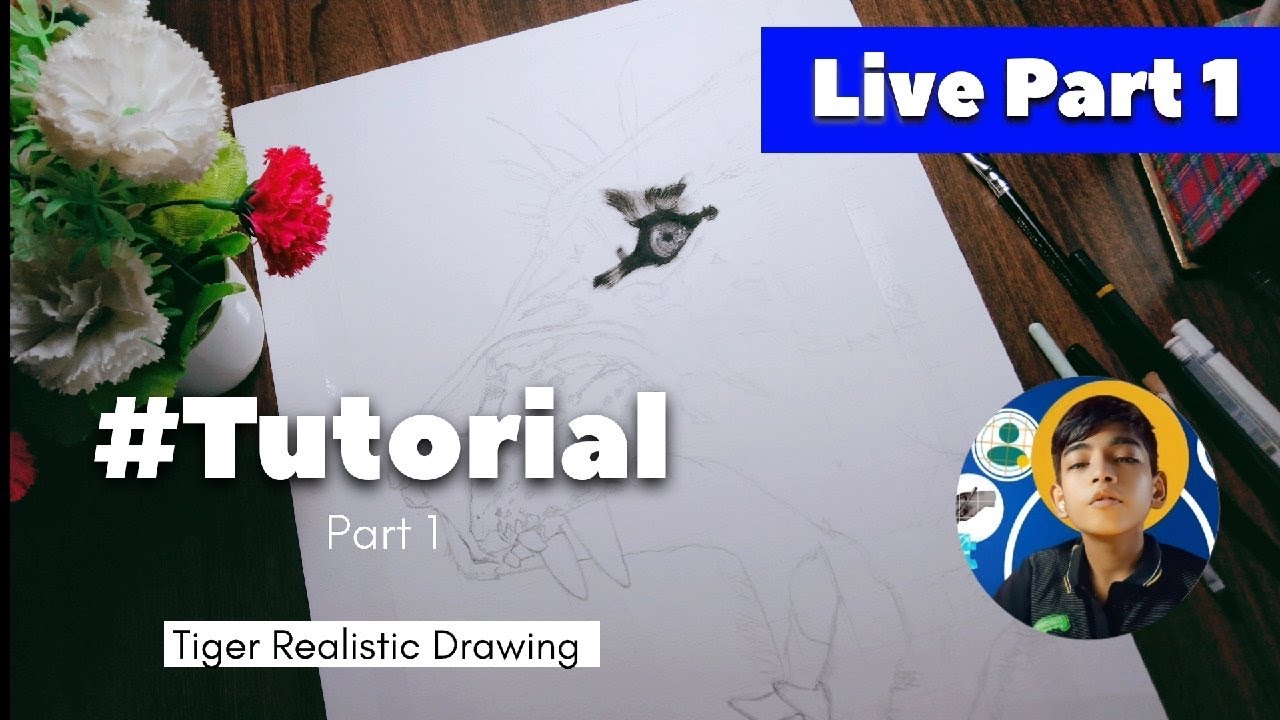 🔴LIVE Art Class | Tiger hyper realistic Drawing (Shading Tutorial) 🤩 ...