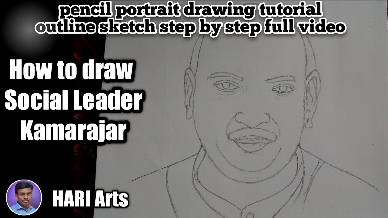 A drawing of Indian social leader Kamarajar | how to draw Kamarajar ...