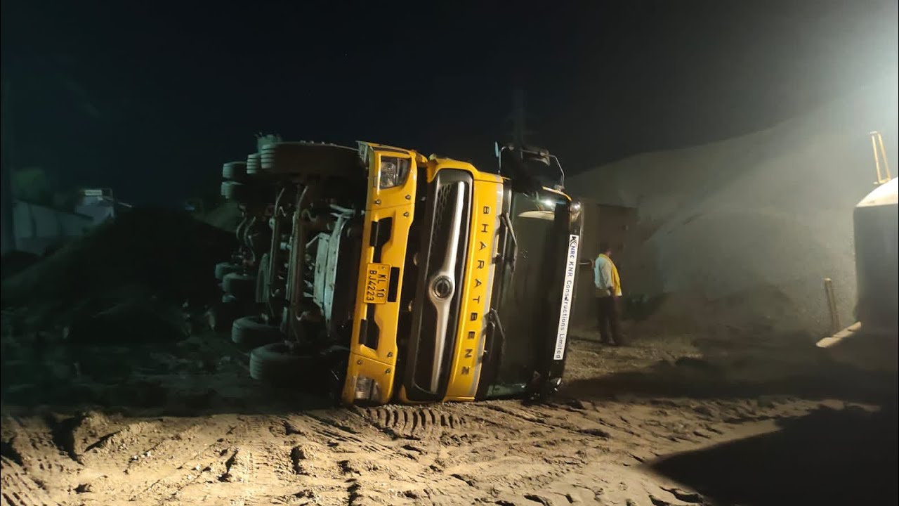 Bharat Benz 12 wheel tipper rescue - YouTube