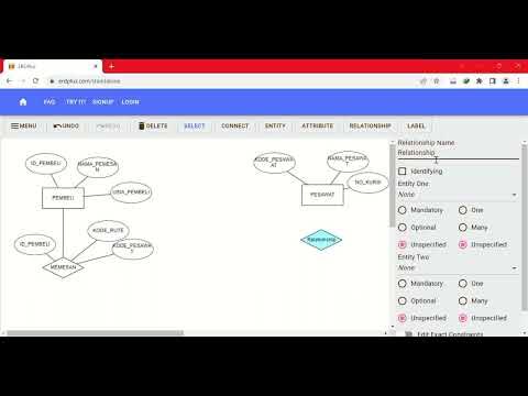 TUTORIAL MEMBUAT ERD MENGGUNAKAN FITUR GRATIS PADA ERDPLUS.COM - YouTube