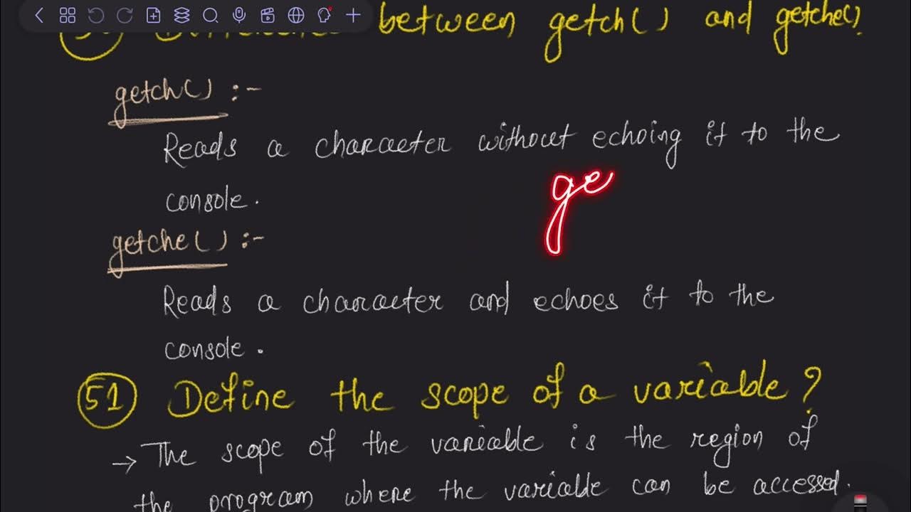getch( ) & getche( ) In C || Part - 25 C Programming 2/3 Marks Question Answers #cprogramming ...