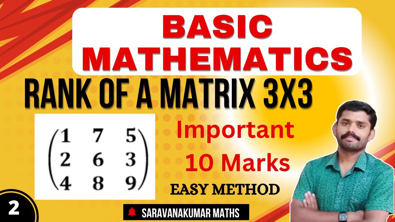 Rank of a matrix 3x3 |Echelon form|Easy Method | Important 10 Marks ...