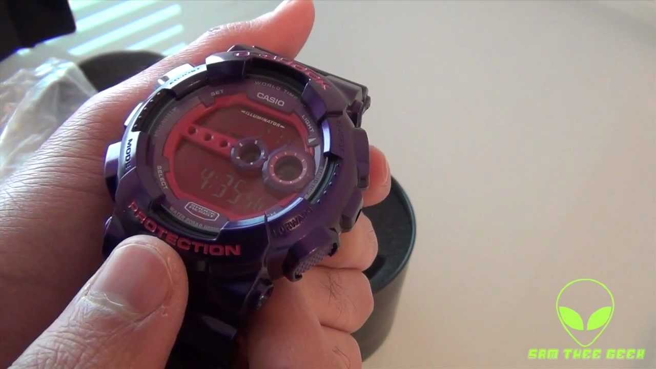 Casio G-Shock Purple Digital Watch Unboxing GD-100SC-6 - YouTube