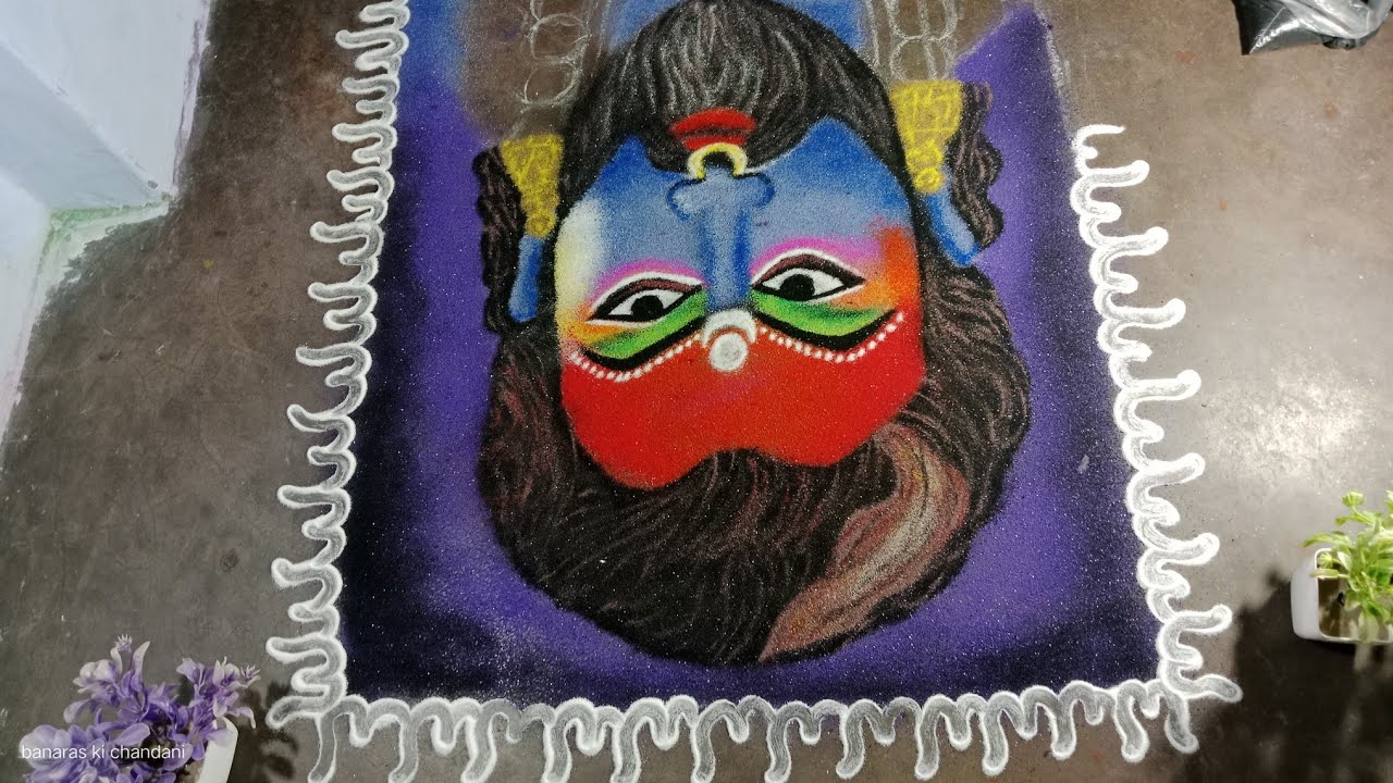 potrait rangoli of pushpa😊allu arjun pushpa rangoli🌷best 3d rangoli of ...