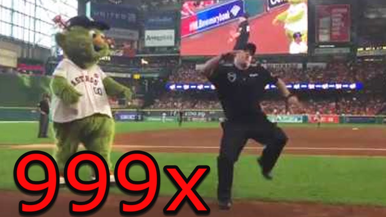 Houston Astros' Dancing Security Guard 999x speed meme - YouTube
