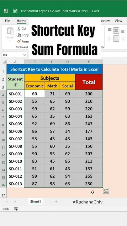 Excel Shortcut Sum Formula Ii Excel Shorcut Key Ii Shorts Shortsfeed
